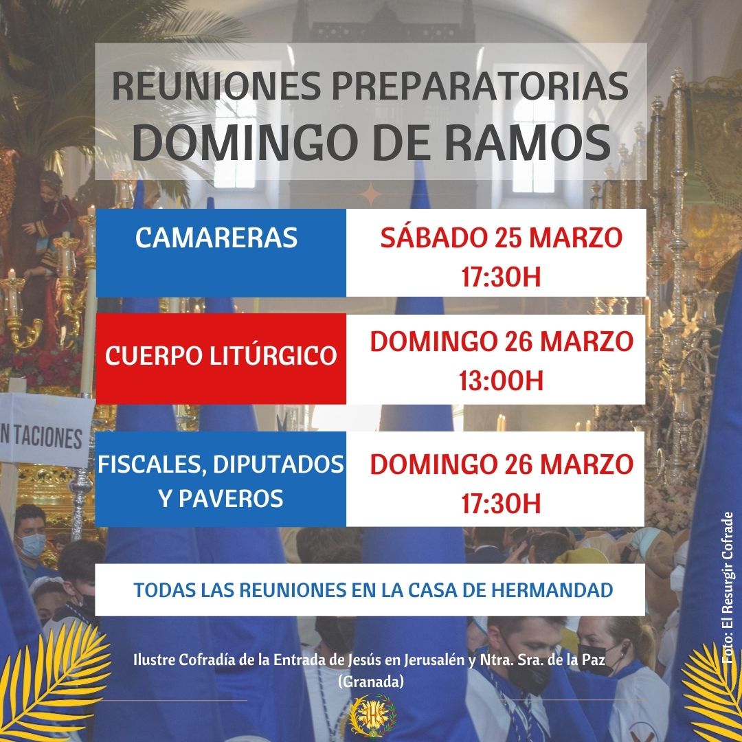 Reuniones preparatorias para el Domingo de Ramos, Semana Santa 2023 | Semana Santa